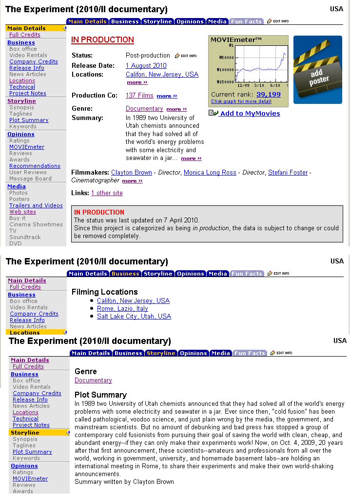 New Energy Times 137 Films The Experiment 